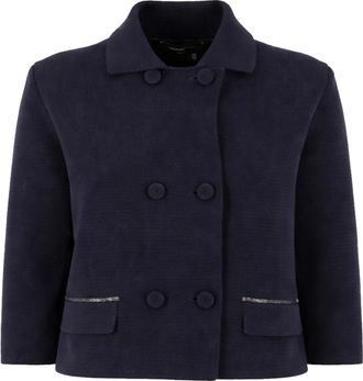 Fabiana Filippi Femme, Vestes, Bleu, Taille: 38 FR Short Double-Breasted Jacket