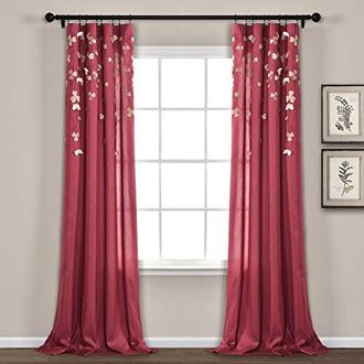 Lush Décor Flower Drops Vorhang für Wohnzimmer, Schlafzimmer, Esszimmer (Einzelbett), rot, 42 W x 84 L (Pack of 1)