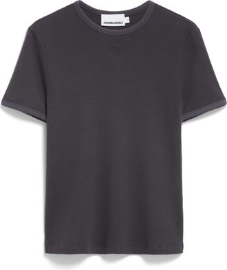 Armedangels Damen T-Shirt aus Bio-Baumwolle WALINAA GMT WASH Slim Fit Dark Steel