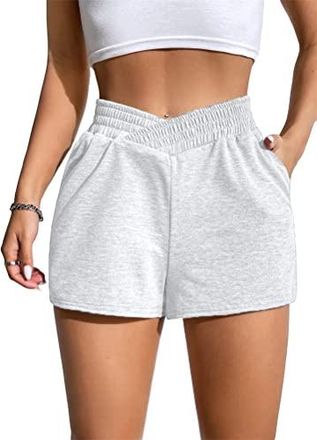 ORANDESIGNE Short Femme Pantalon de Survêtement Court Bermudas Sports Shorts Décontracté Dété Léger Shorts Dextérieur Randonnée Cycliste Running avec Poches Sweat
