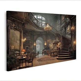 Islandburner Leinwandbild Eleganter Historischer Prunksaal Mit Kronleuchter - Leinwand 100x57cm