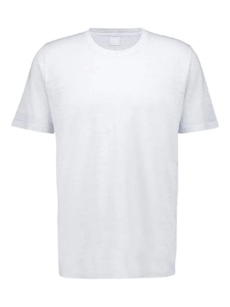 120% Lino t-shirt en lin &agrave; col rond - Blanc