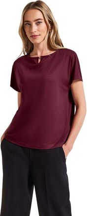 Street One Damen 3226600 Jersey-Shirt mit Cut-Out, Dark Cherry Red, 40