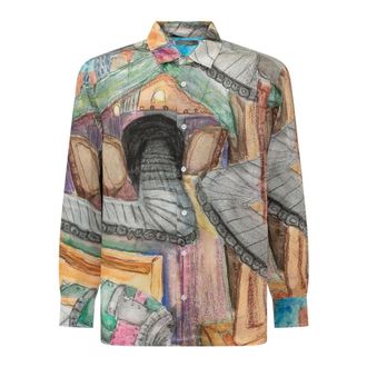 KidSuper Studios Homme, Chemises, Multicolore, Taille: XS Book Page Silk Shirt