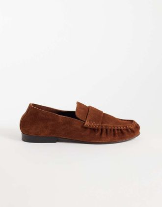 Asos Marlowe mocassins fronc&eacute;s softie en daim rouille-Marron