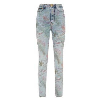 Philipp Plein Super High Waist Jegging Flowers - - Jeans - Damen - Blau - W28