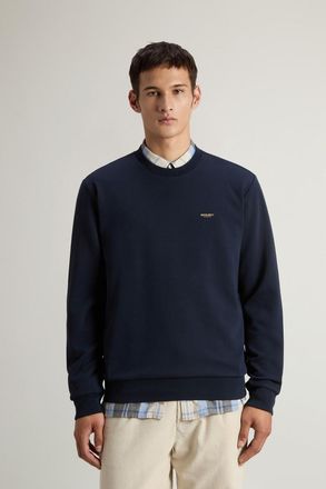Woolrich Herren Sweatshirt mit Rundhalsausschnitt aus Baumwoll-Interlock-Mix mit Logo Blau Größe XXL