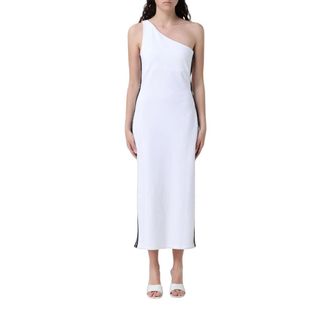 Emporio Armani Robe mi-longue asym&eacute;trique Logo Series - Femme - Robes - Blanc - Taille: 40 FR