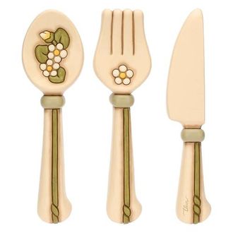 Thun 3-teiliges Wandbesteck - Keramik - Kollektion Country Bloom - Gabel 6,8 x 2,9 x 2,4 cm H Messer 5,5 x 2,9 x 2,4 cm H L&ouml;ffel 7,2 x 2,9 x 2,4 cm H