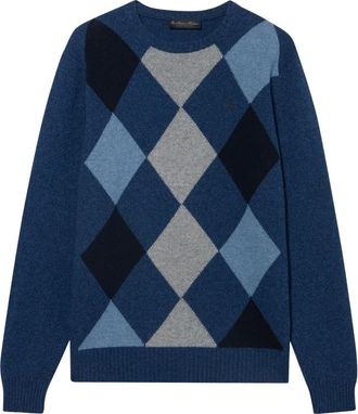 Brooks Brothers Homme, Pulls, Bleu, Taille: 2XL Pull Argyle Intarsia