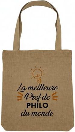 Fabulous Sac Shopping Tote Bag Aspect Lin - La Meilleure Prof de Philo du Monde Philosophie Professeur Lycee Universite - Sac de Courses Toile Epaisse 360g Bei
