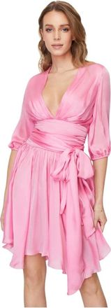 Alexandre Vauthier Femme, Robes, Rose, Taille: 36 FR Robe en soie avec ceinture
