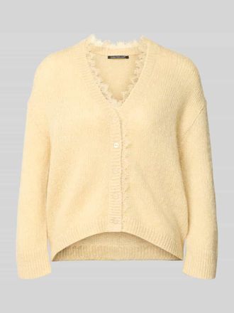Luisa Cerano Strickjacke mit V-Ausschnitt und Spitzenbesatz