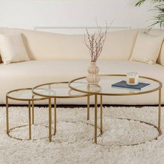 Dmora Couchtisch Carugate, rund, 80x80x43h cm, Gold
