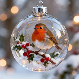 Generico Christmas Bird Ornaments - Clear Bird Decor, Clear Birds Ornament for Christmas Tree | Winter Holiday Decoration Pendant for Railing, Window, Wall, Do