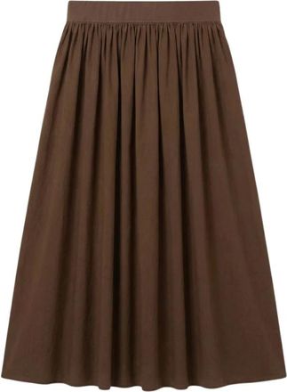 Rosso35 Rosso35, Femme, Jupes, Brun, Taille: 36 FR Gonna in popeline di cotone superlight tinto capo