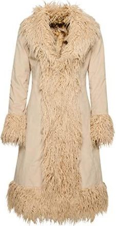 Superdry Manteau afghan doubl&eacute; en fausse fourrure pour femme, Stone Wash Taupe Brown, 6
