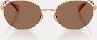 Ralph Lauren ovale Sonnenbrille mit braunen Gl&auml;sern in Ros&eacute;gold