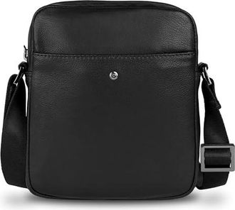 Bugatti Black Magic Petit sac bandoulière en cuir, sac à porter pour homme, noir