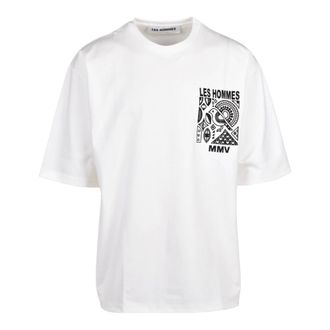 Les Hommes T-shirt oversize en coton avec motif vinyle - Homme - Tops - Blanc - Taille: M