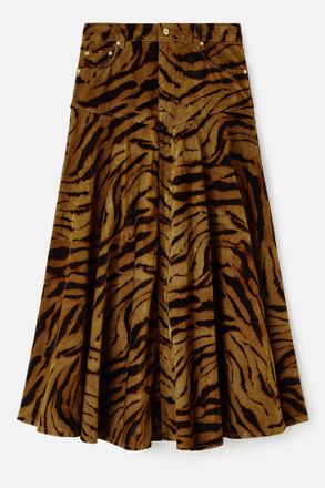 Ganni Jupe en denim &agrave; imprim&eacute;e tigre Vert - Pour Femme