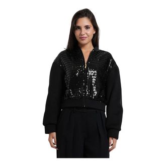 A|X Armani Exchange Pailletten-Bomberjacke mit durchgehendem Rei&szlig;verschluss - - Jackets - Damen - Schwarzk - M