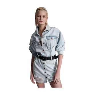 One Teaspoon Femme, Robes, Bleu, Taille: 36 FR Robe Mini en Denim Malibu Florence