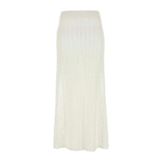 Ganni Femme, Jupes, Blanc, Taille: 40 FR Shiny Pointelle Knit Skirt