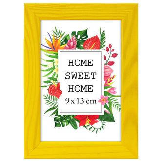 MG Design Gelb Bilderrahmen 9 x 13 cm - Aus echtem Holz mit Acrylglas, zum Aufh&auml;ngen & Aufstellen, f&uuml;r Fotos, Poster & Puzzle