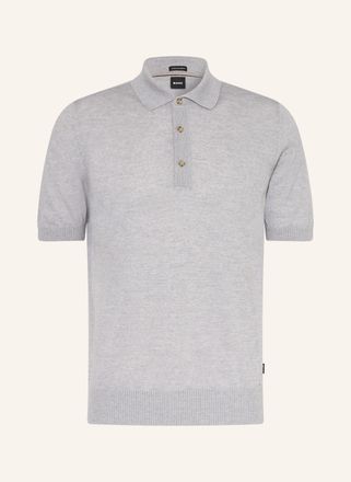 HUGO BOSS Strick-Poloshirt Nolano grau