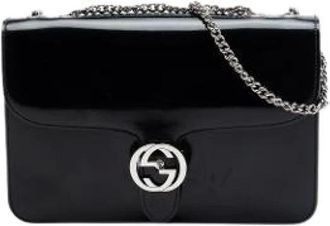 Gucci Sac bandouli&egrave;re en cuir verni Pre-owned - Femme - Pre-owned - Noir - Taille: ONE Size