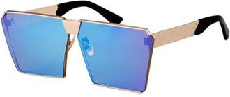 Generic Lunettes de soleil tendance 2025 à verres miroir steampunk pour homme en métal cool Hip Hop nuances vintage surdimensionnées carrées plates pour femme