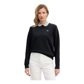 Lacoste Femme, Sweatshirts et sweats &agrave; capuche, Bleu, Taille: 40 FR SweaT-shirt en piqu&eacute; coupe d&eacute;contract&eacute;e