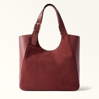 Furla Dora Tote-bag L Toni Marsala Rot Wildleder + Sidney-kalbsleder Damen
