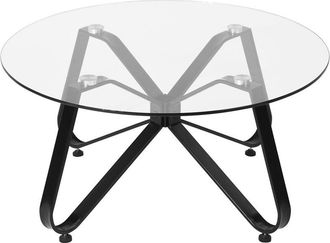 Furniture R FurnitureR Table basse ronde avec plateau en verre tremp&eacute; et pieds m&eacute;talliques, style minimaliste nordique, pour salon, D80cmxP80cmxH40cm