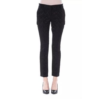 Byblos Schwarze Acryl Slim Fit Hose mit Mustern - - Trousers - Damen - Schwarzk - XS