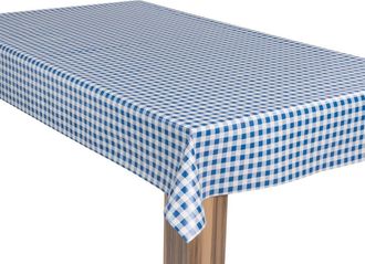 Laro Wachstuch-Tischdecke Wachstischdecke Gartentischdecke Karo Kariert Blau Weiß, Muster:Karo Kariert Blau Weiß, Größe:140x160