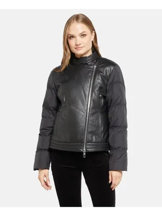 Emporio Armani Womens Hybrid Leather Caban Jacket Black Clothing > Coats &