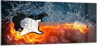 Arttor Panorama Bilder auf Glas 100x40cm Glasbild Gitarre Instrument Musik Gro&szlig; Wanddeko Bild im Glas Schlafzimmer K&uuml;che Wandbilder Dekoration Wohnzimmer Mod