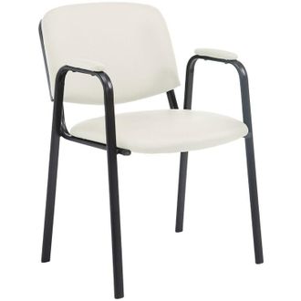 Clp Chaise de visiteur en similicuir cr&egrave;me - Design classique - Hauteur 79 cm - Largeur 53 cm - Cadre m&eacute;tal noir - Confort optimal