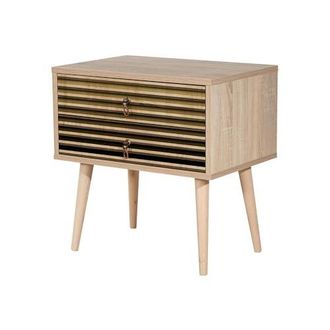 Dmora Nachttisch Antlia Braun 60x40x61 cm 2 Schubladen, 1 Fach
