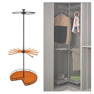 Generic Um 360&deg; Drehbare Runde Kleiderstange, Robuste Metall-Kleideraufh&auml;ngung, Garderoben-Ecken-Aufbewahrungsorganisator, H&ouml;henverstellbar, 66 Pfund Kapazit&auml;