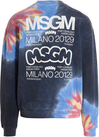 Msgm Logo Print Tie Dye Sweatshirt - Navy