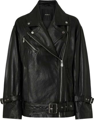 Pinko Blouson En Cuir - Noir
