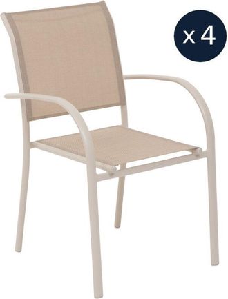 Hesperide Lot de 4 fauteuils de jardin en texaline Piazza Lin/Argile - Hesp&eacute;ride
