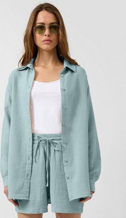 QS by s.Oliver Langarmbluse Bluse Hemdbluse aus Musselin