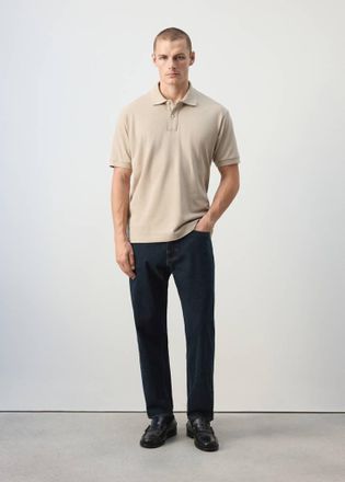 Mango Polo 100 % piqu&eacute; de coton marron moyen - Homme - XXL - MANGO MAN