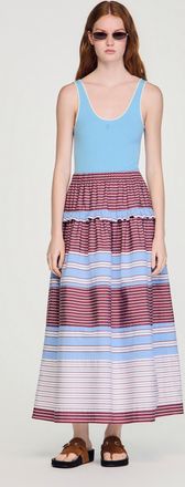 Sandro Langer gestreifter Baumwollrock