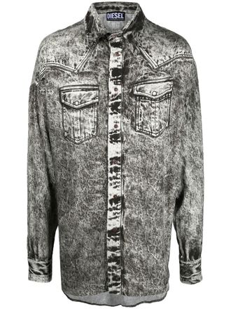 Diesel chemise en coton S-Kang &agrave; manches longues - Gris