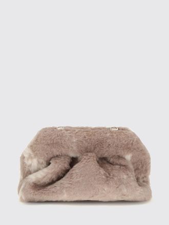 Themoir&egrave; Zweifarbige Bios Clutch aus Kunstpelz mit abnehmbarem Schultergurt